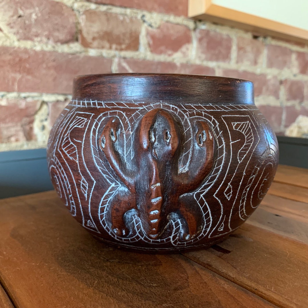 Vintage Brazil Amazonian Pottery Bowl Ceramic Folk Art Rustic Primitive ...