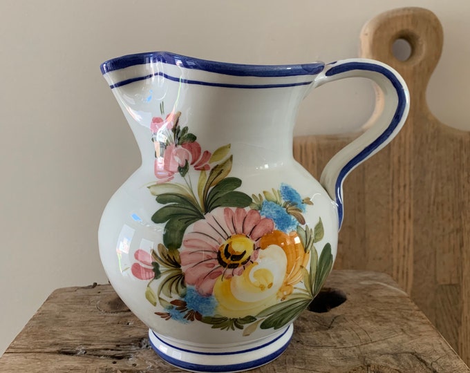 Vintage Italian Ceramic Hand Painted Pitcher Bassano Vessel Floral ...