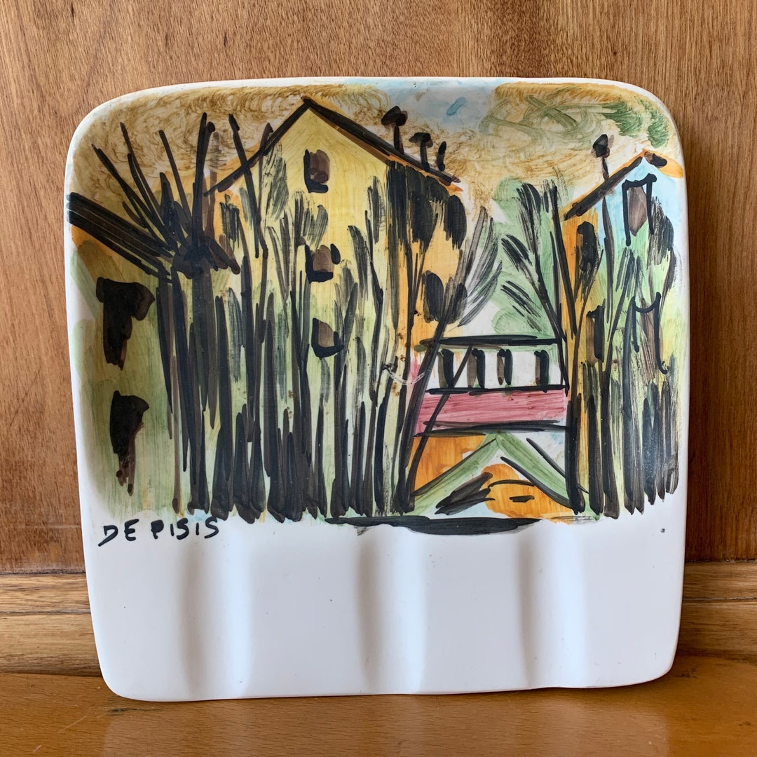 Vintage De Pesis Ceramic Hand Painted Dish Ashtray Italy Pottery Art ...