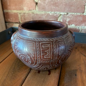 Vintage Brazil Amazonian Pottery Bowl Ceramic Folk Art Rustic Primitive ...