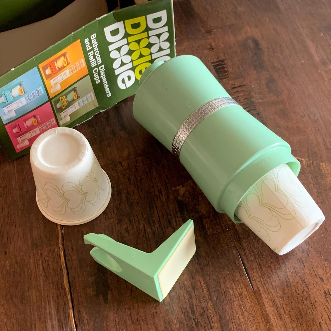 Vintage 1970s Dixie Cup Dispenser Wall Avocado Green Bathroom Powder ...
