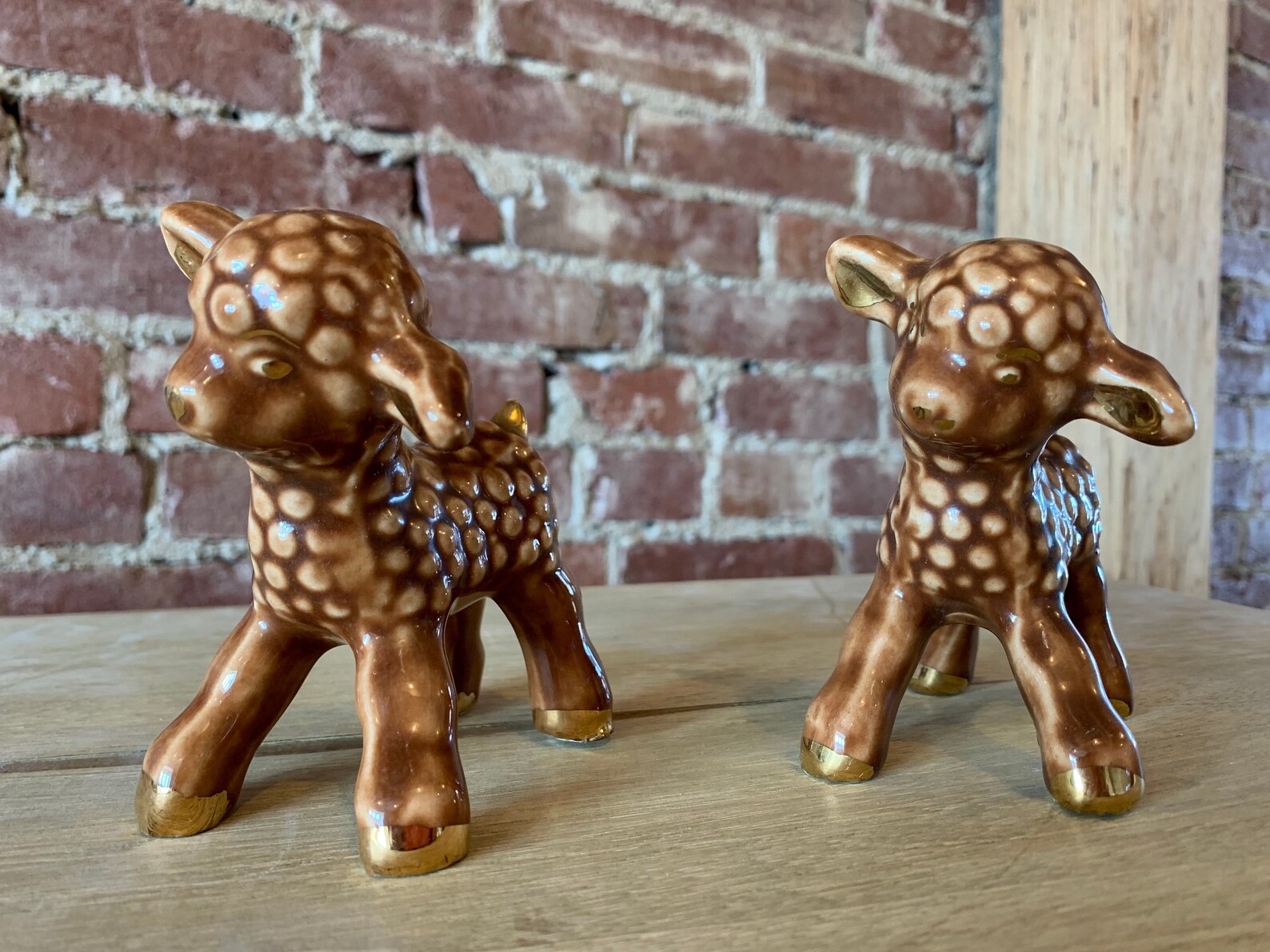 Vintage Ceramic Twin LAMB Figurines Brown With Gold Tails - Etsy UK