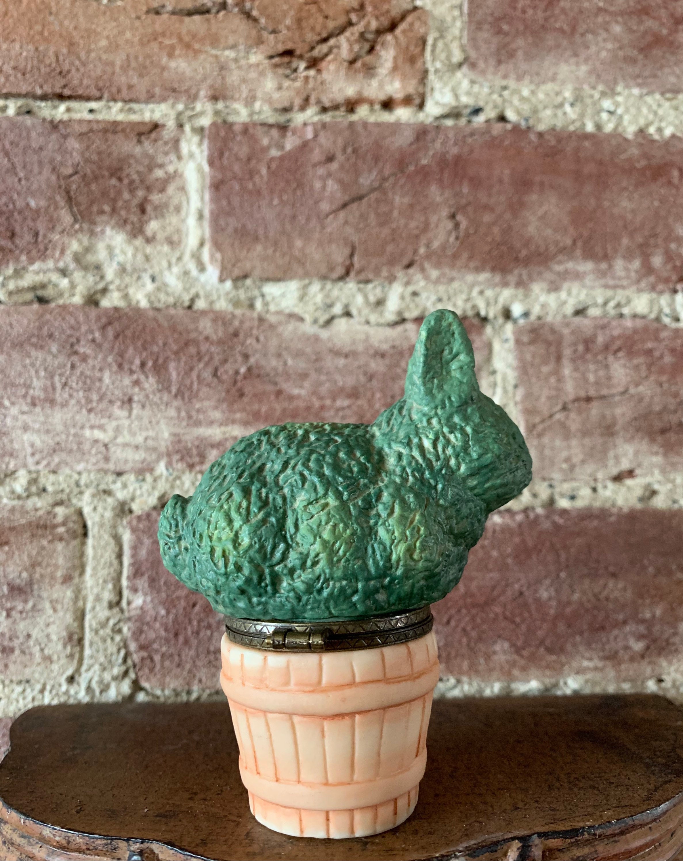 Vintage Ceramic Rabbit Topiary on Basket Trinket Box Hedge | Etsy