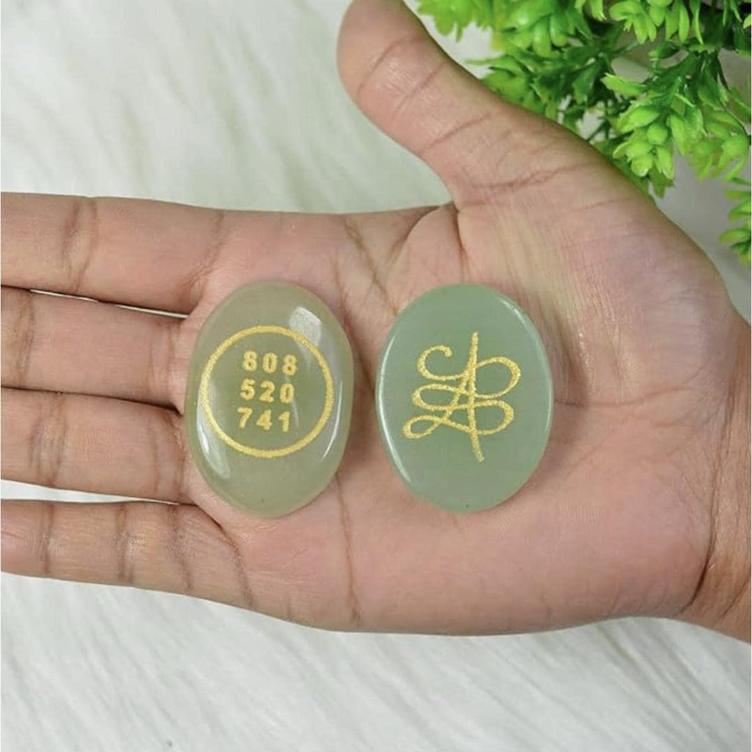 Green Aventurine Zibu Coin Yantra Money Switch Word Zibu Symbol Coin ...