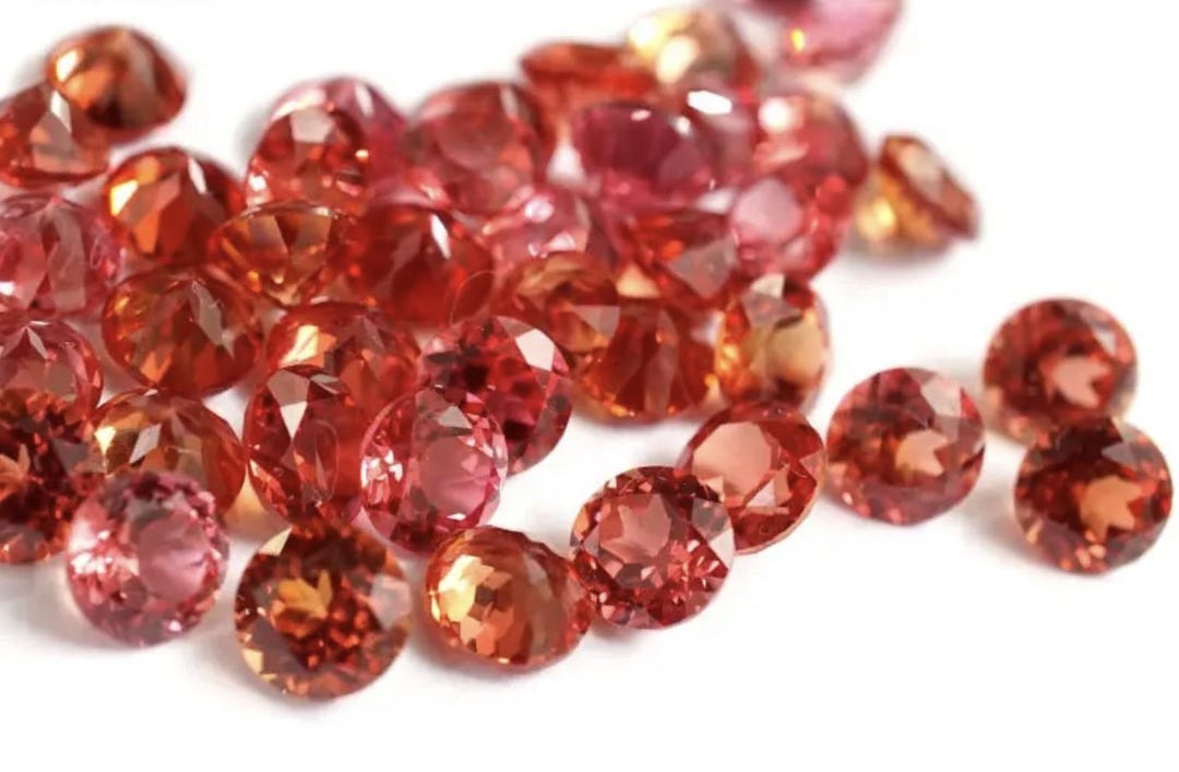 Padparadscha Sapphire Round Shape Cut Orange Pink Sapphire Lab Created ...