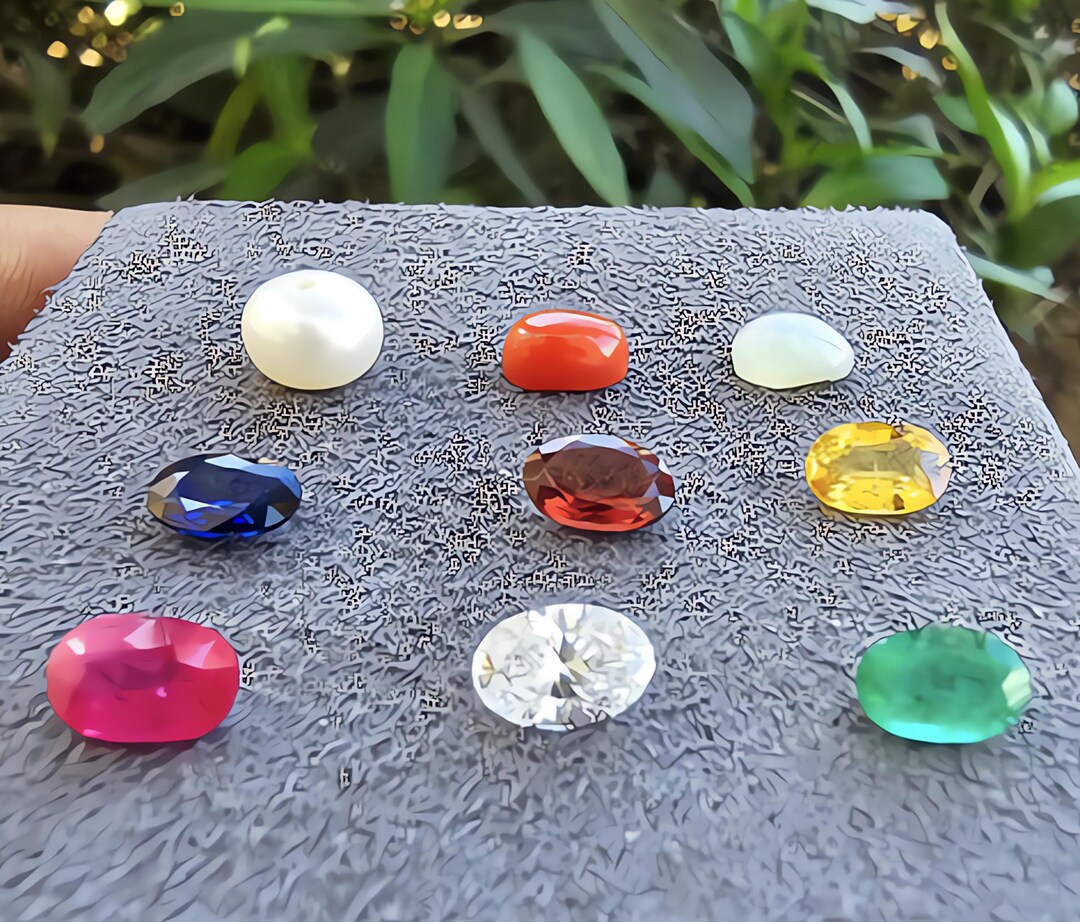 Navratan Gemstones Set, Oval Stones, Nine Vedic Gemstones, Astrology ...