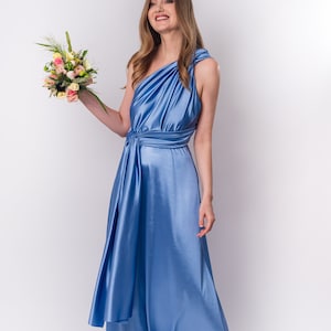 Sky Blue Luxury Satin Infinity Dress, Bridesmaid Dresses, Bridesmaid ...