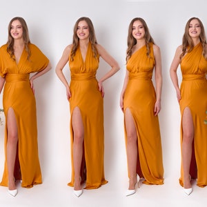 Luxury Infinity Dress, Gold Slit Silk Dress, Bridesmaid Dress, Wedding ...