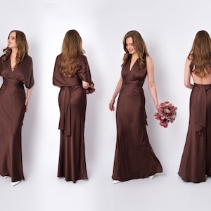 Infinity Dress, Chocolate Brown Silk Dress, Bridesmaid Dress, Silk ...