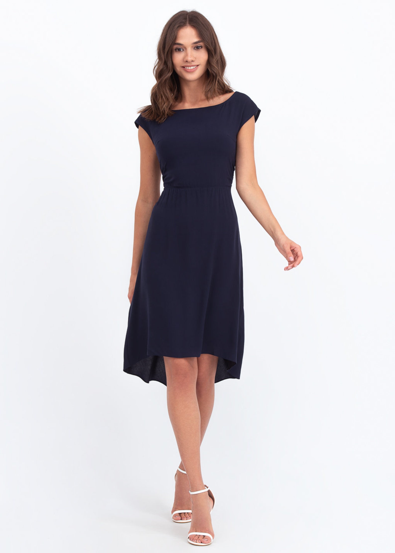 Open Back Navy Blue Summer Dress Etsy