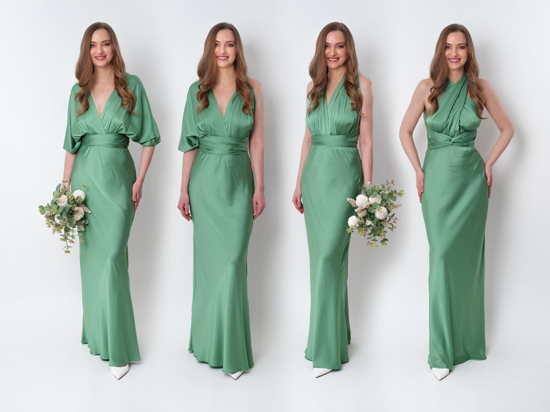 Infinity Dress, Olive Green Silk Dress, Bridesmaid Dress, Silk Dress ...