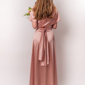 Blush Pink Luxury Satin Infinity Dress, Bridesmaid Dresses, Bridesmaid ...