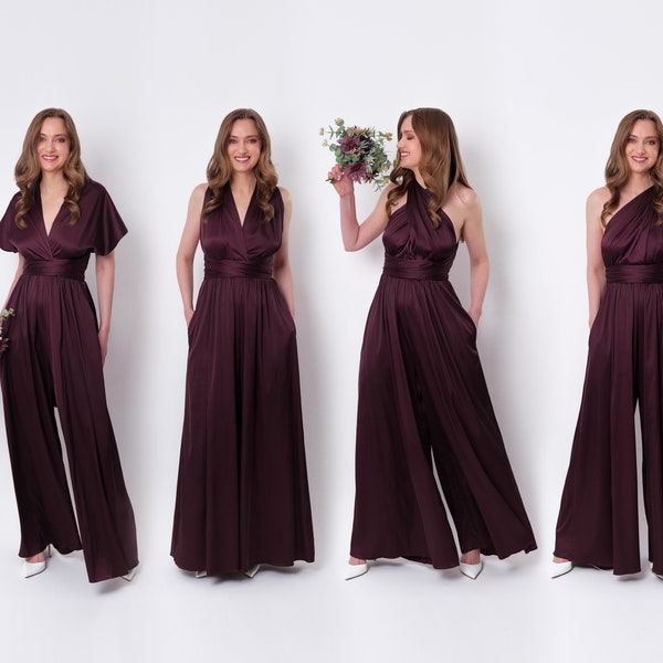 Burgundy Jumpsuit - Etsy UK