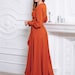 Rust Orange Long Wrap Dress, Bridesmaid Dress, Cocktail Dress, Wedding ...