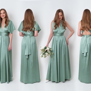 Infinity Dress, Sage Green Silk Dress, Bridesmaid Dress, Silk Dress ...