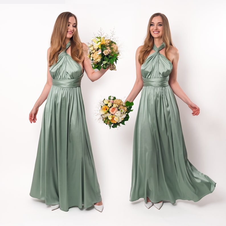 Infinity Dress Sage Green Silk Dress Bridesmaid Dress Silk - Etsy