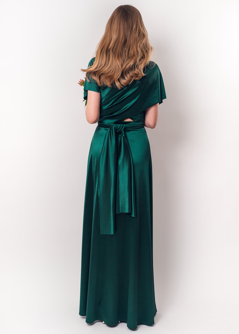 Emerald Green Luxury Satin Infinity Dress Bridesmaid Dresses - Etsy