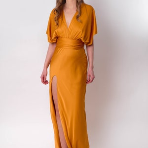Luxury Infinity Dress, Gold Slit Silk Dress, Bridesmaid Dress, Wedding ...
