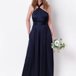 Navy Blue Infinity Jumpsuit, Silk Jumpsuit, Bridesmaid Jumpsuit, Multi ...