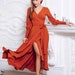 Rust Orange Long Wrap Dress, Bridesmaid Dress, Cocktail Dress, Wedding ...