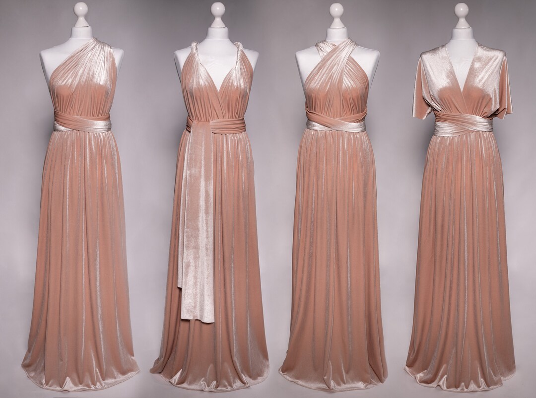 Champagne Beige Infinity Dress, Bridesmaid Dresses, Velvet Dress, Multi ...