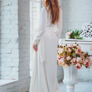 White Velvet Long Robe, Vintage Robe, Bride Robe, Bridesmaids Robe ...