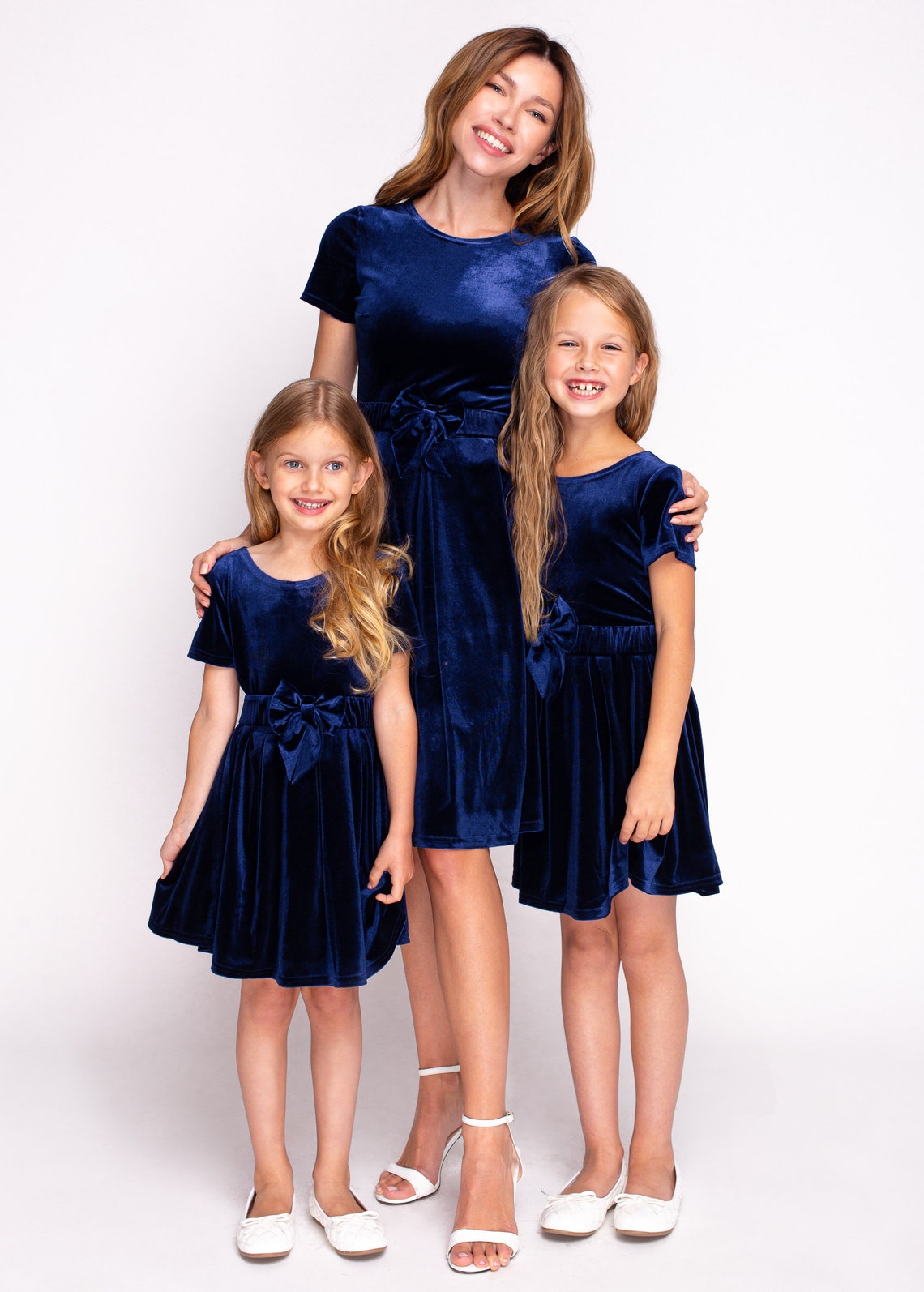 Mommy and Me Navy Blue Velvet Dresses, Mother and Daughter Dresses ...