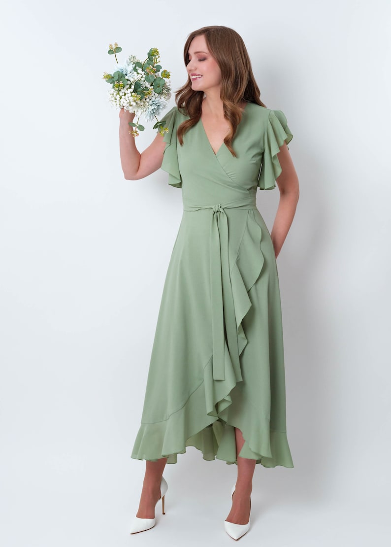 Inspiring Sage Green Wrap Dress Photos
