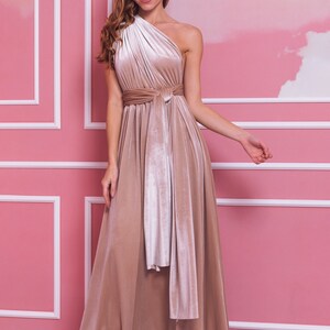 Champagne Beige Infinity Dress, Bridesmaid Dresses, Velvet Dress, Multi ...
