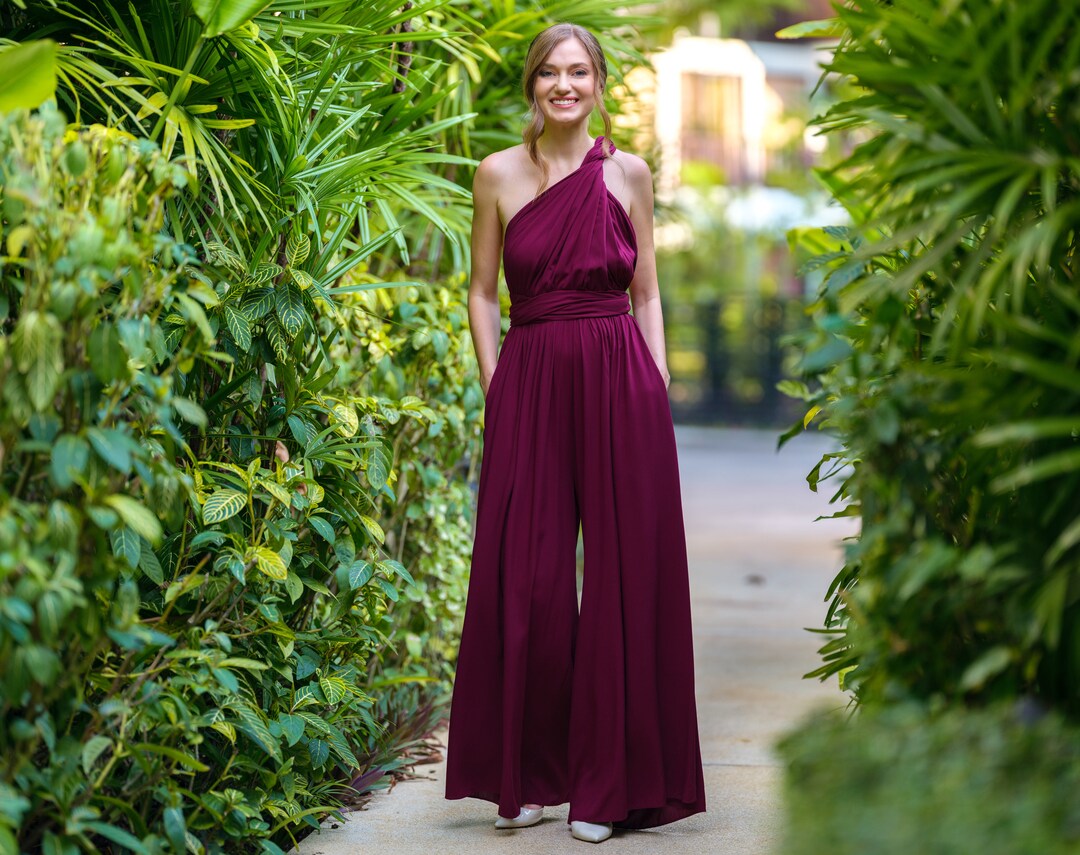 Burgundy Infinity Jumpsuit, Bridesmaid Jumpsuit, Wedding Guest Jumpsuit ...