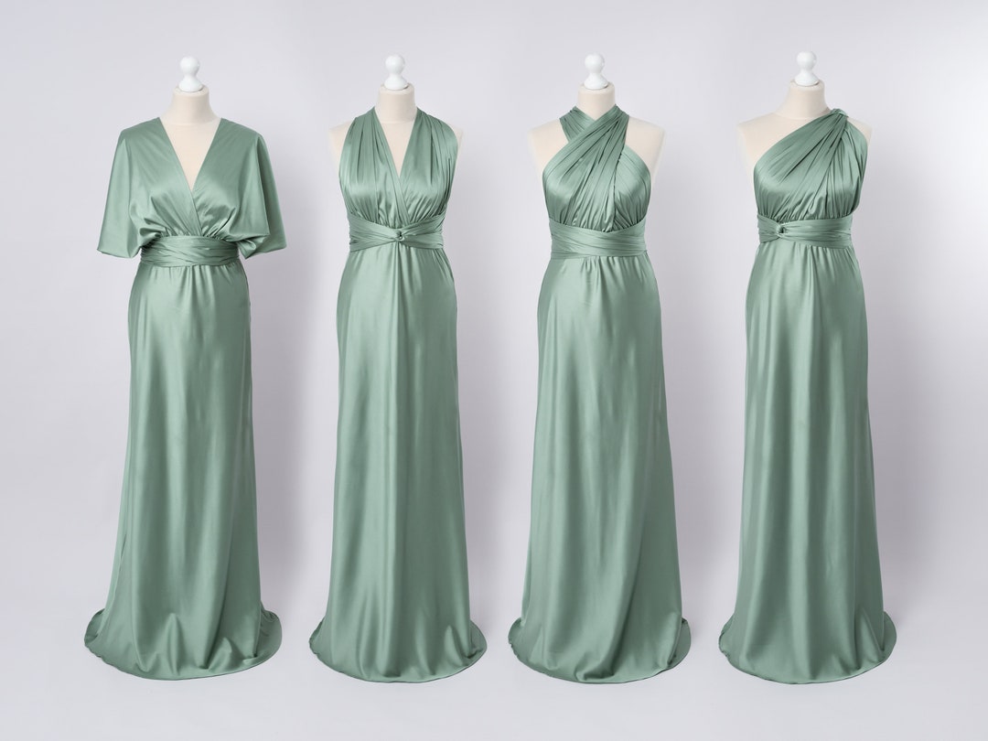 Infinity Dress, Sage Green Silk Dress, Bridesmaid Dress, Silk Dress ...