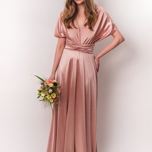 Blush Pink Luxury Satin Infinity Dress, Bridesmaid Dresses, Bridesmaid ...