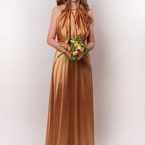 Gold Luxury Satin Infinity Dress, Bridesmaid Dresses, Bridesmaid ...