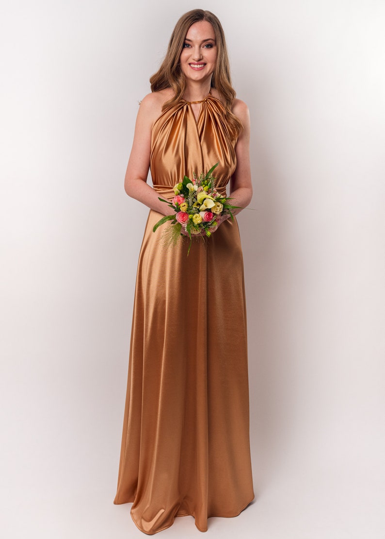Gold Luxury Satin Infinity Dress Bridesmaid Dresses - Etsy