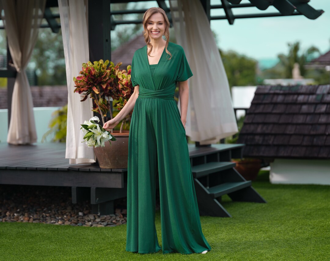 Emerald Green Infinity Jumpsuit, Bridesmaid Dresses, Wedding Guest ...