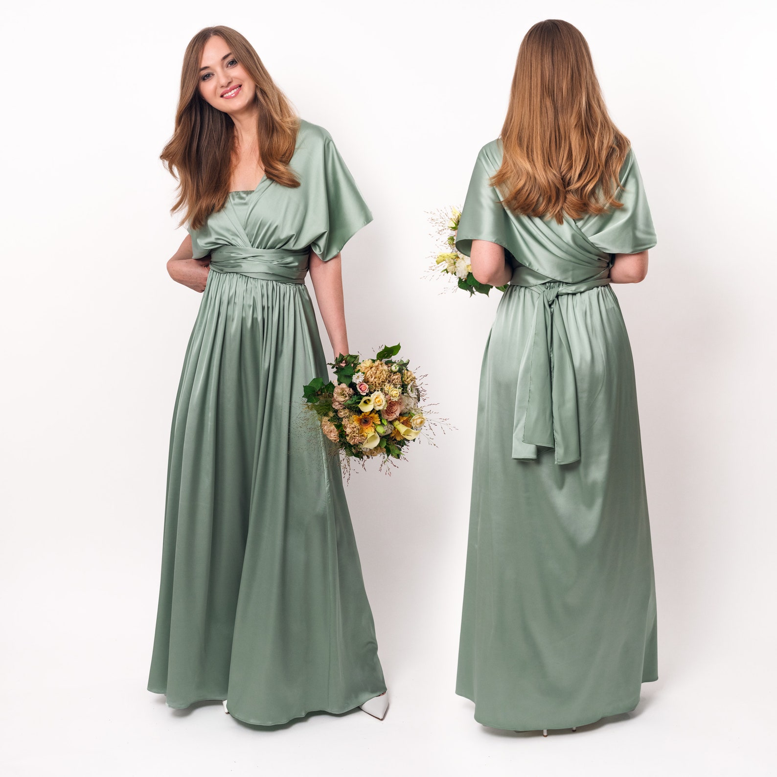 Infinity Dress Sage Green Silk Dress Bridesmaid Dress Silk - Etsy