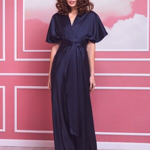 Infinity Dress, Navy Blue Silk Dress, Bridesmaid Dress, Silk Dress ...