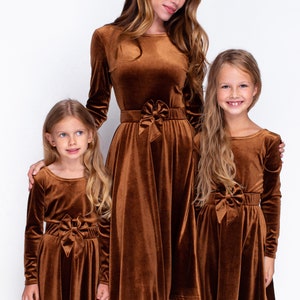 Rust Gold Velvet Girl Dress Girls Christmas Dress Birthday - Etsy