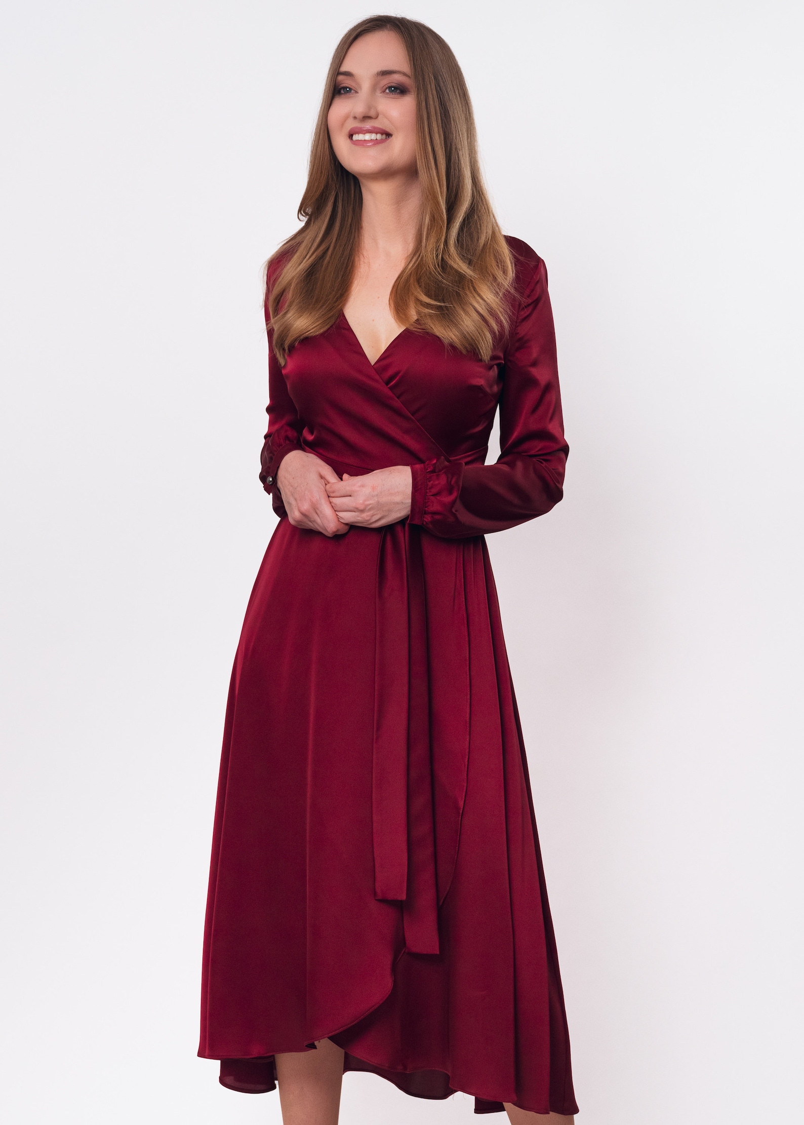 Burgundy Silk Dress Silk Dress Wrap Dress Bridesmaid Dress - Etsy