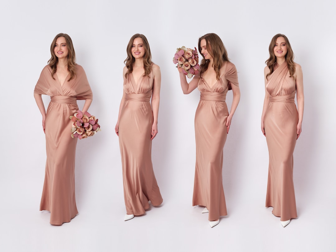Infinity Dress, Rose Gold Silk Dress, Bridesmaid Dress, Silk Dress ...
