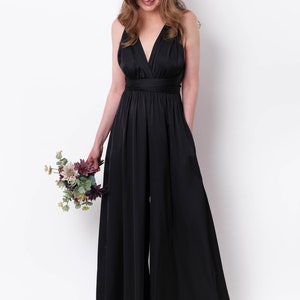 Black Infinity Jumpsuit, Silk Jumpsuit, Bridesmaid Jumpsuit, Multi Wrap ...