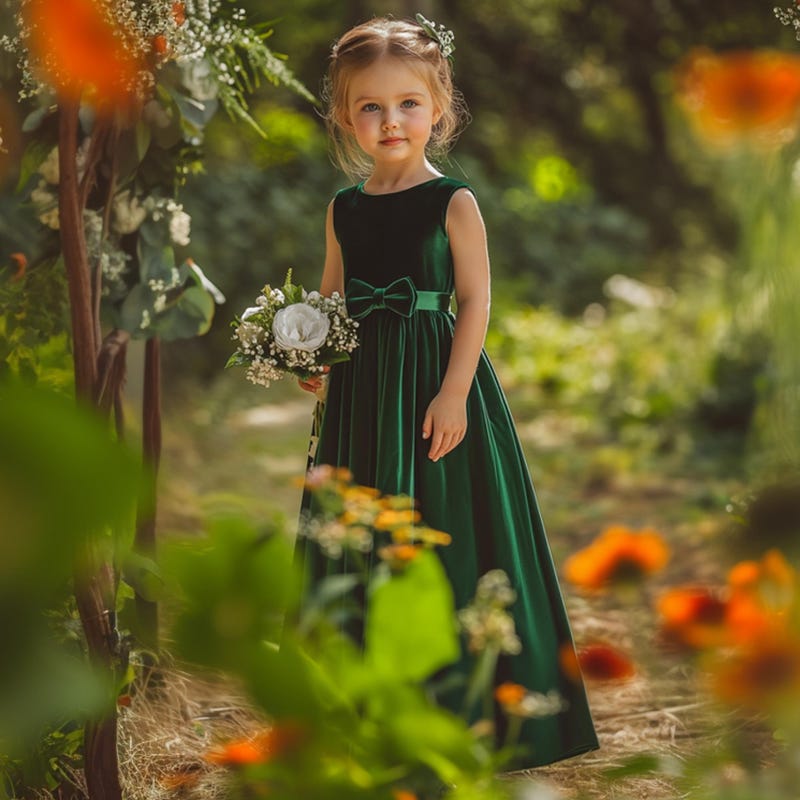Green Flower Girl Dress - Etsy