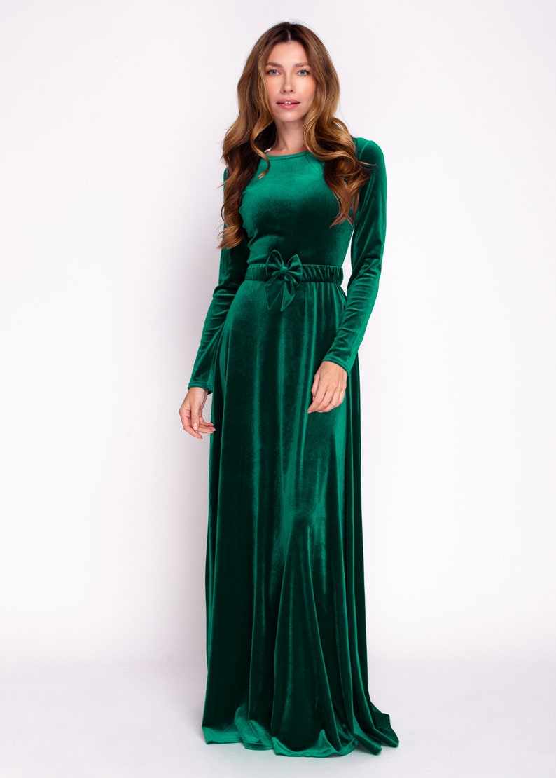Mommy and Me Emerald Green Long Velvet Dresses Mother and - Etsy