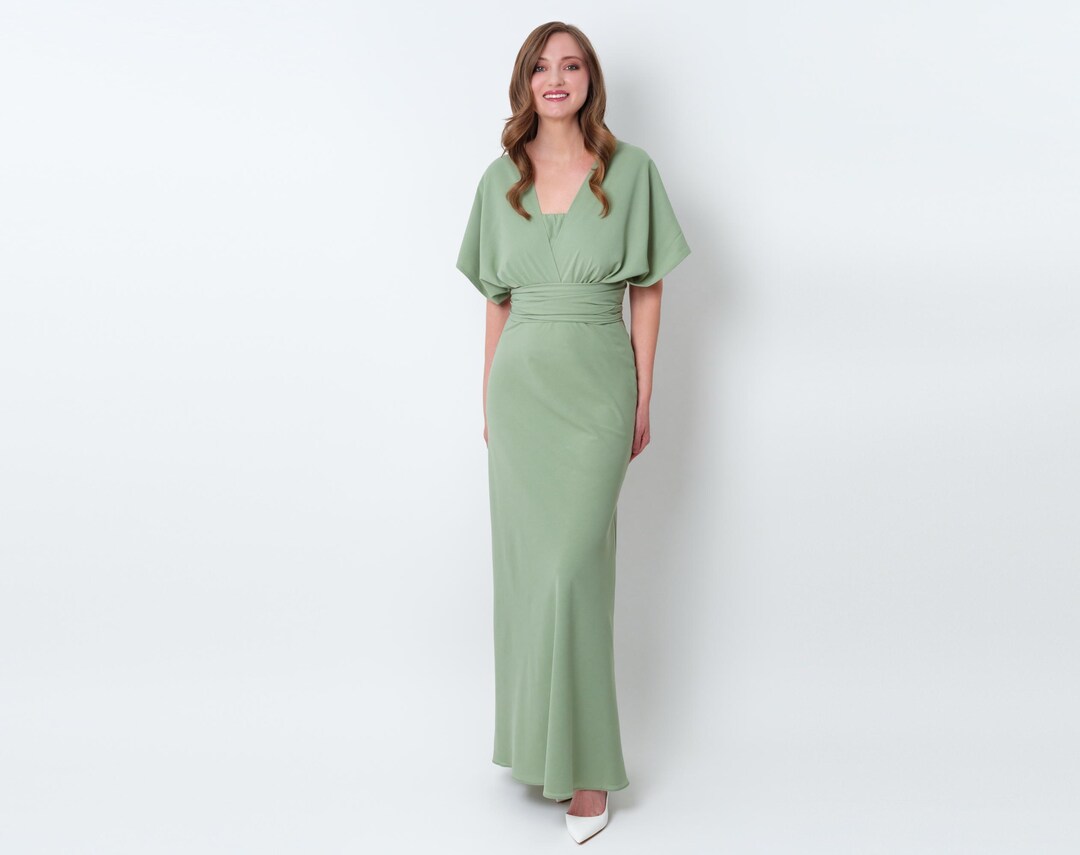 Sage Green Chiffon Infinity Bridesmaid Dress, Wedding Guest Dress ...