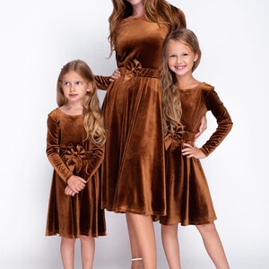 Rust Gold Velvet Girl Dress Girls Christmas Dress Birthday - Etsy