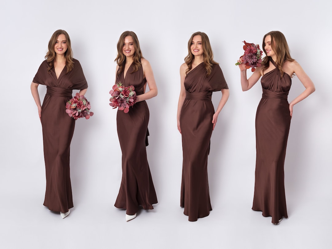 Silk Infinity Dress in Chocolate Brown, Long Dress, Bridesmaid Dress ...