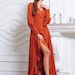 Rust Orange Long Wrap Dress, Bridesmaid Dress, Cocktail Dress, Wedding ...
