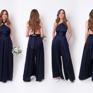 Navy Blue Infinity Jumpsuit, Silk Jumpsuit, Bridesmaid Jumpsuit, Multi ...