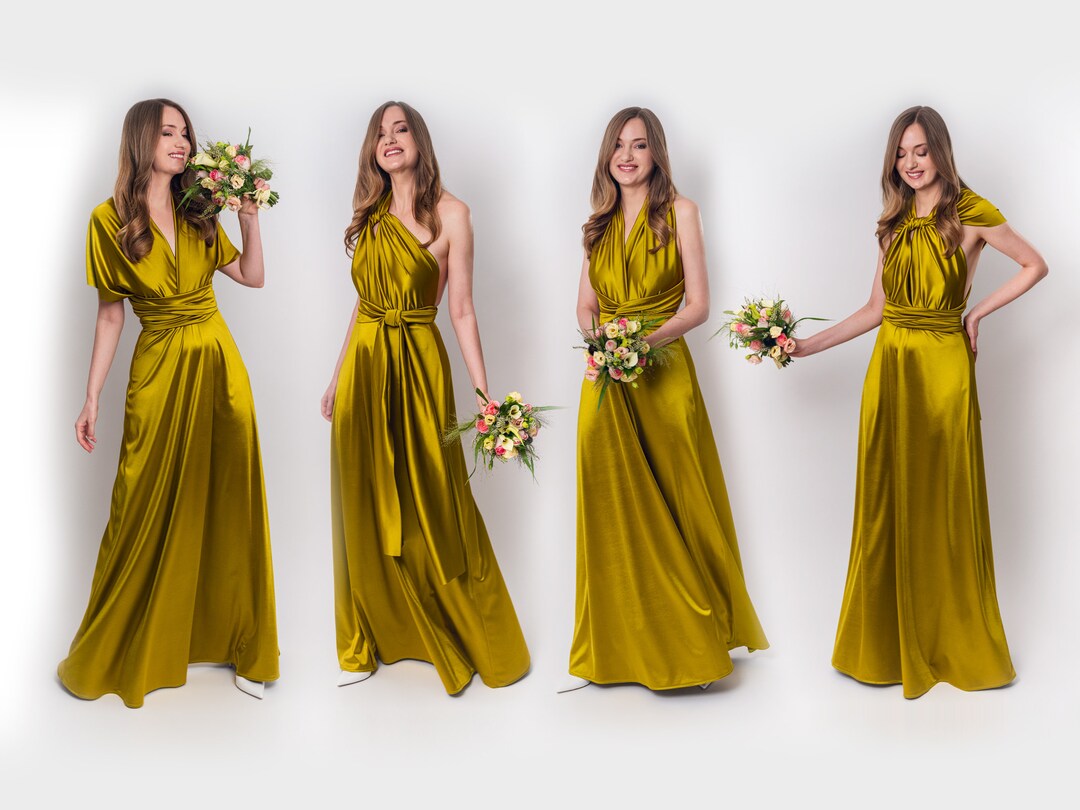 Olive Green Luxury Satin Infinity Dress Bridesmaid Dresses - Etsy