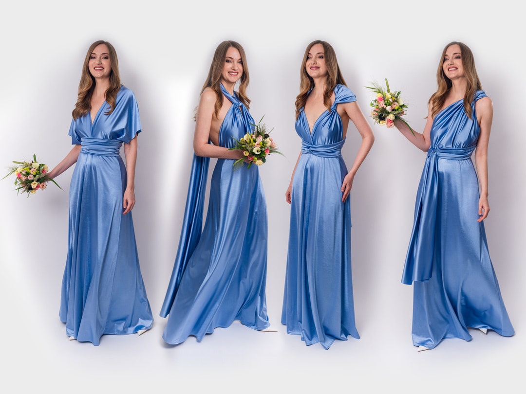 Sky Blue Luxury Satin Infinity Dress, Bridesmaid Dresses, Bridesmaid ...